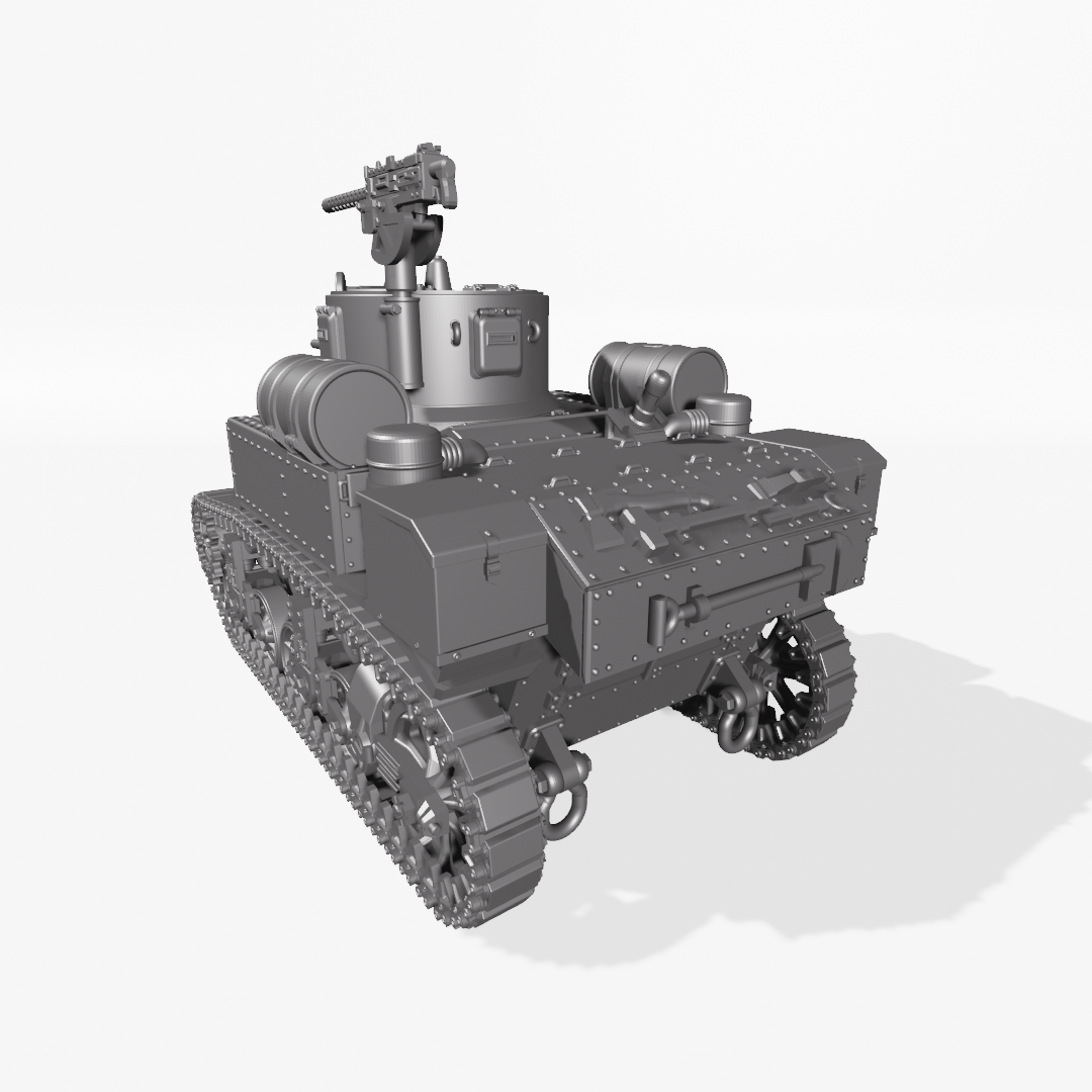 WW2 M3A1 Stuart with hull-mounted flamethrower – Dark Castle Terrain