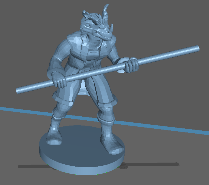 Adventurer: Red Dragonborn Monk with Staff – Dark Castle Terrain