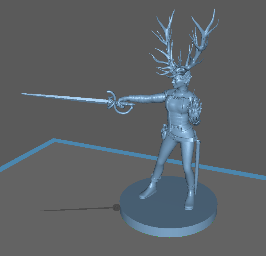 Adventurer: Female Elf Warlock Hexblade with Antlers – Dark Castle Terrain