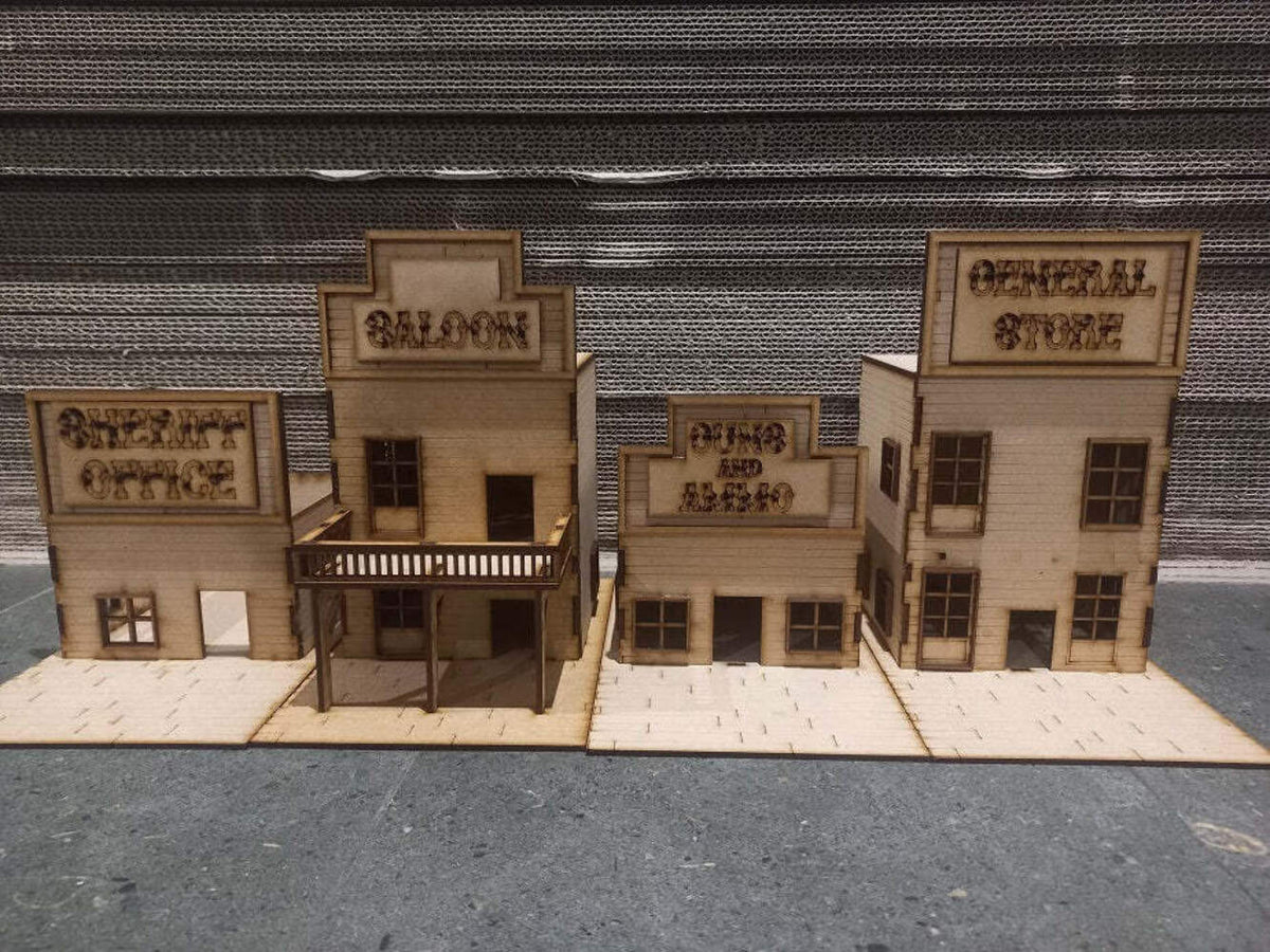 Wild West Basic Town Set Plus 10x Miniatures – Dark Castle Terrain