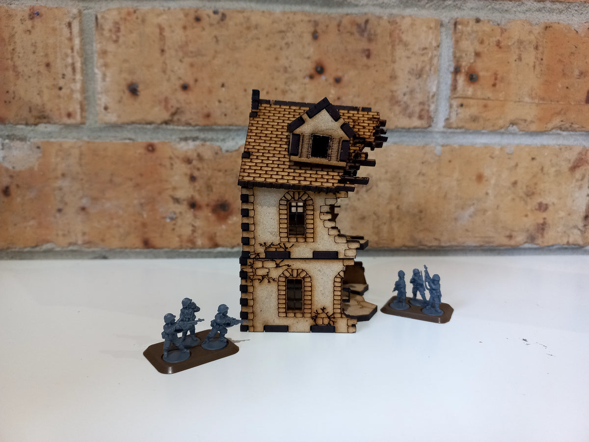 Normandy House Destroyed 15mm Scale – Dark Castle Terrain