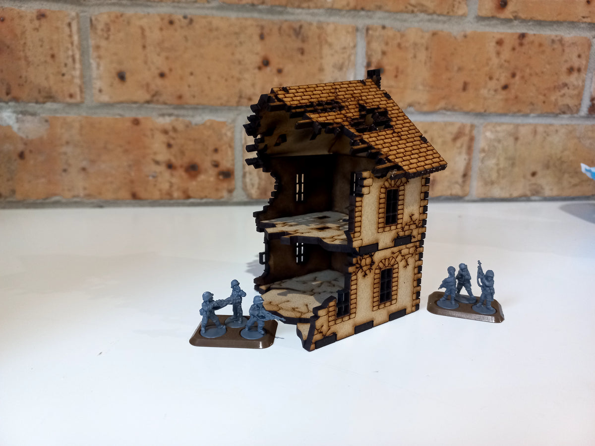 Normandy House Destroyed 15mm Scale – Dark Castle Terrain