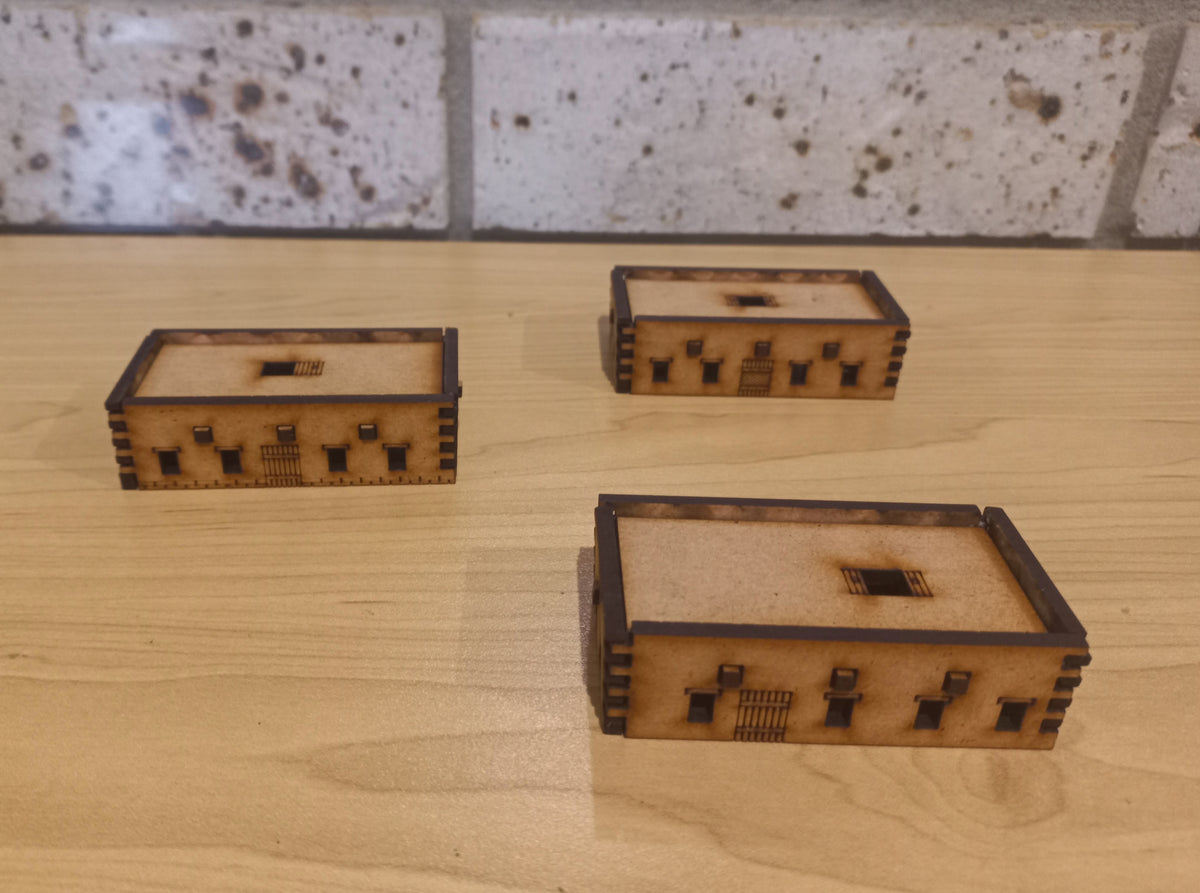 3x Adobe Buildings 10mm Scale – Dark Castle Terrain