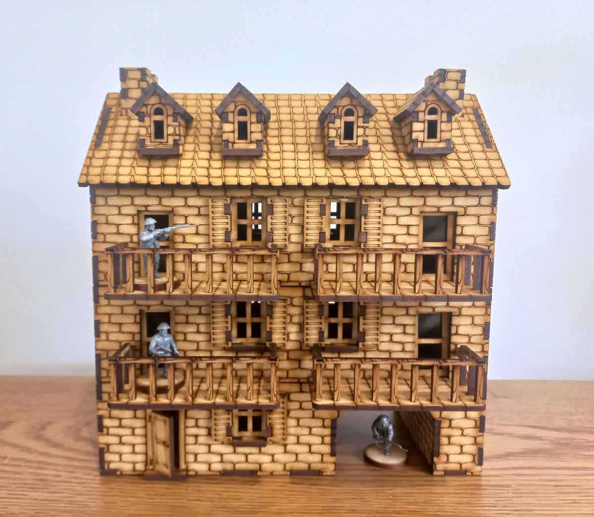 Double Balcony Normandy House 28mm Scale – Dark Castle Terrain